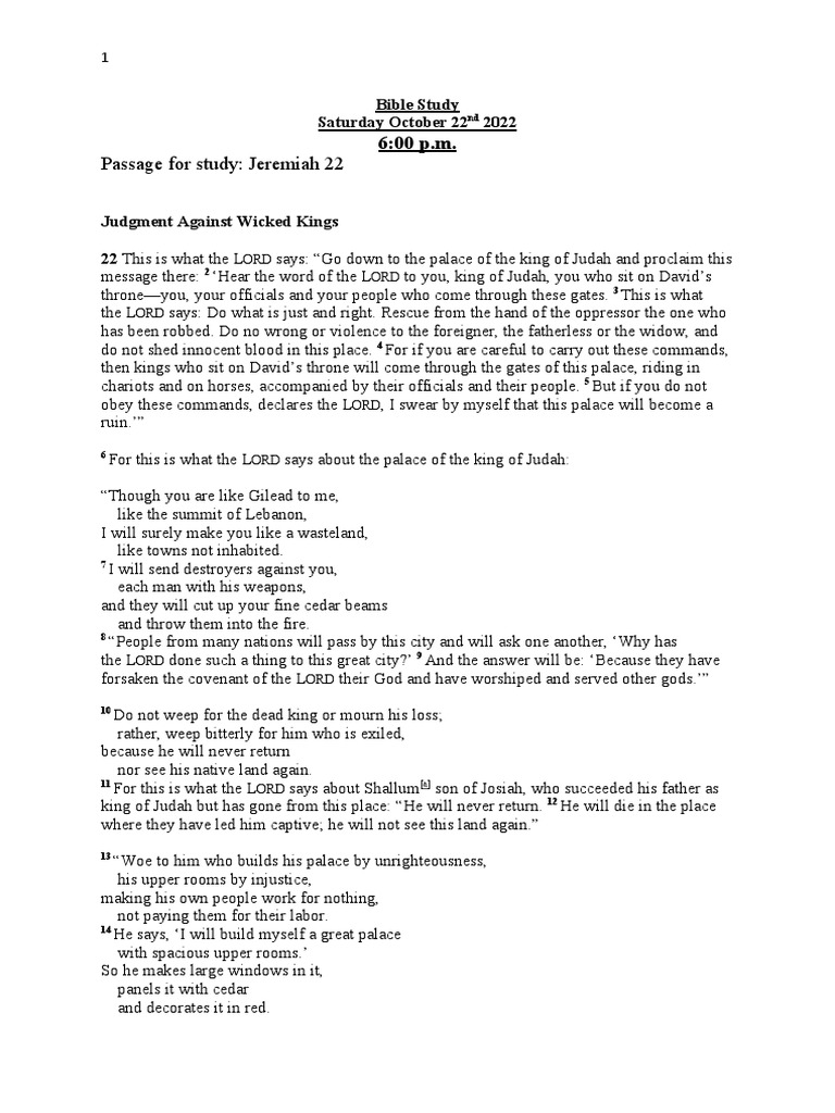 Bible Study 22nd October 2022 | PDF | Babylonian Captivity
