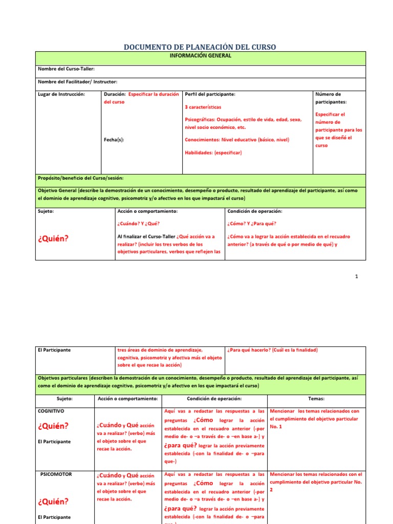 Carta Descriptiva Editable | PDF | Evaluación | Aprendizaje