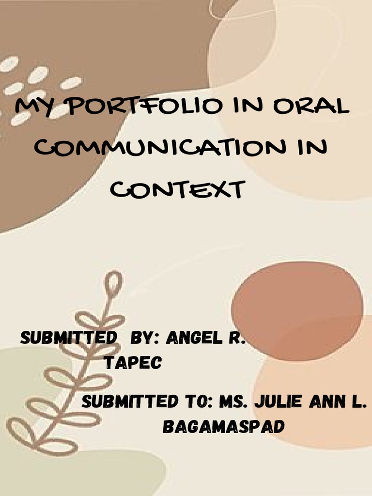 My Portfolio in Oral Communication in Context | PDF