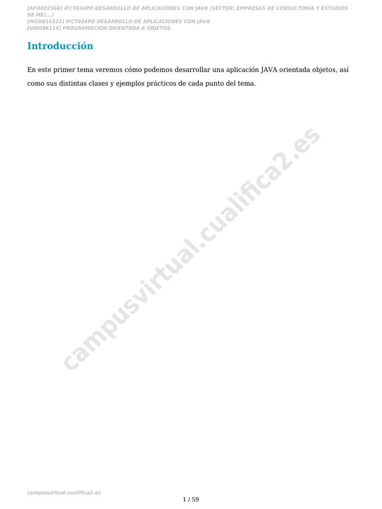 Programación Orientada A Objetos. | PDF | Java (lenguaje de ...