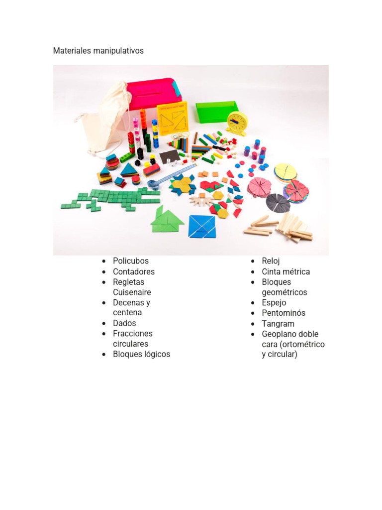 Materiales Manipulativos | PDF | Geometría | Matemáticas
