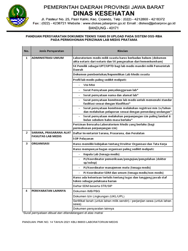 Panduan Oss Dokumen Teknis Lab Medis Pratama | PDF Panduan Oss Dokumen Teknis Lab Medis Pratama | PDF