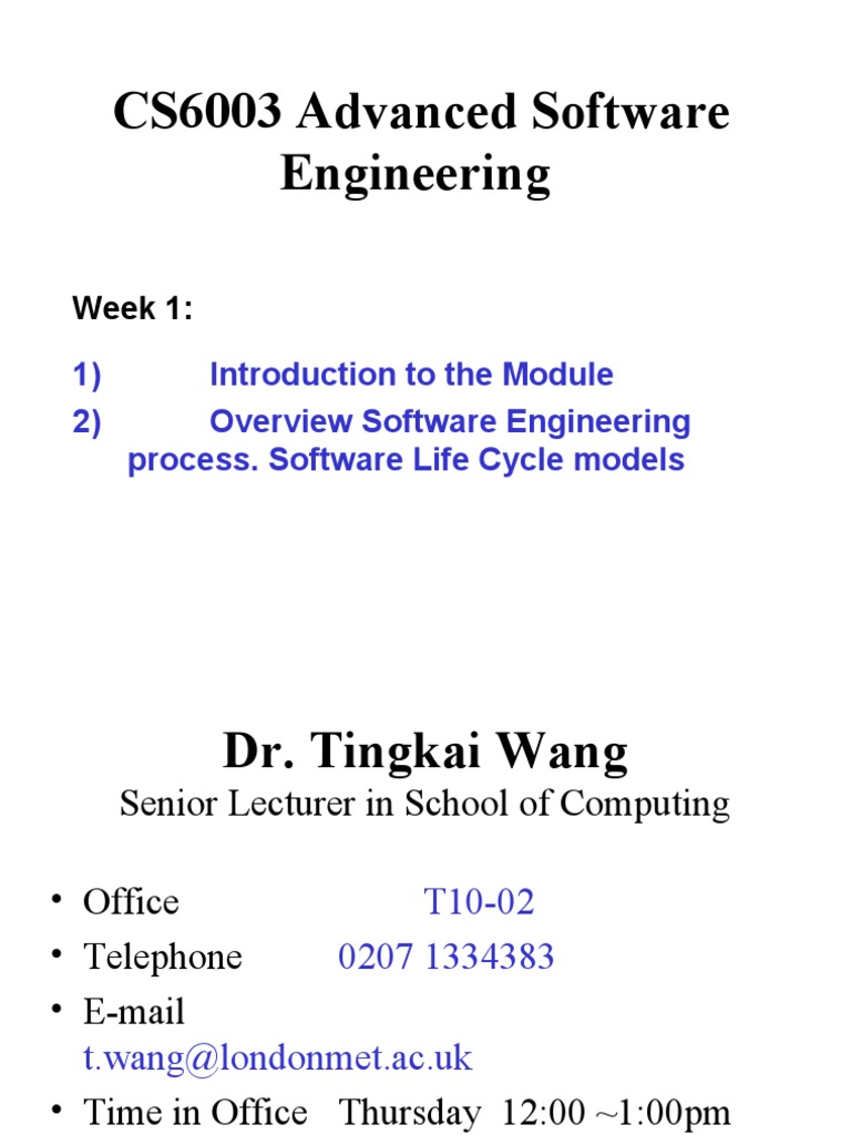 CS6003 Advanced Software Engineering: Week 1 | PDF | Software ...