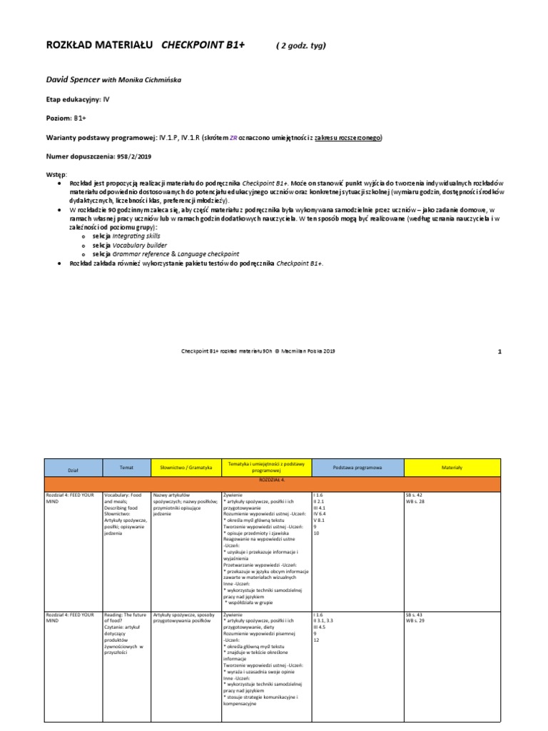 Rozklad Materialu | PDF
