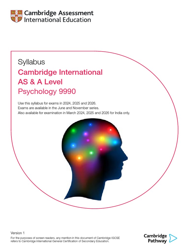 Psychology As:a Level (9990) - 2024:2026 Syllabus | PDF | Psychology ...