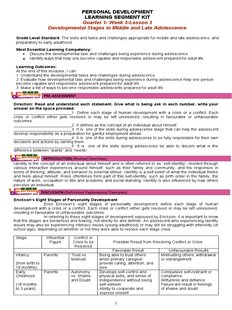 Perdev Week 3&4 | PDF | Adolescence | Mental Disorder