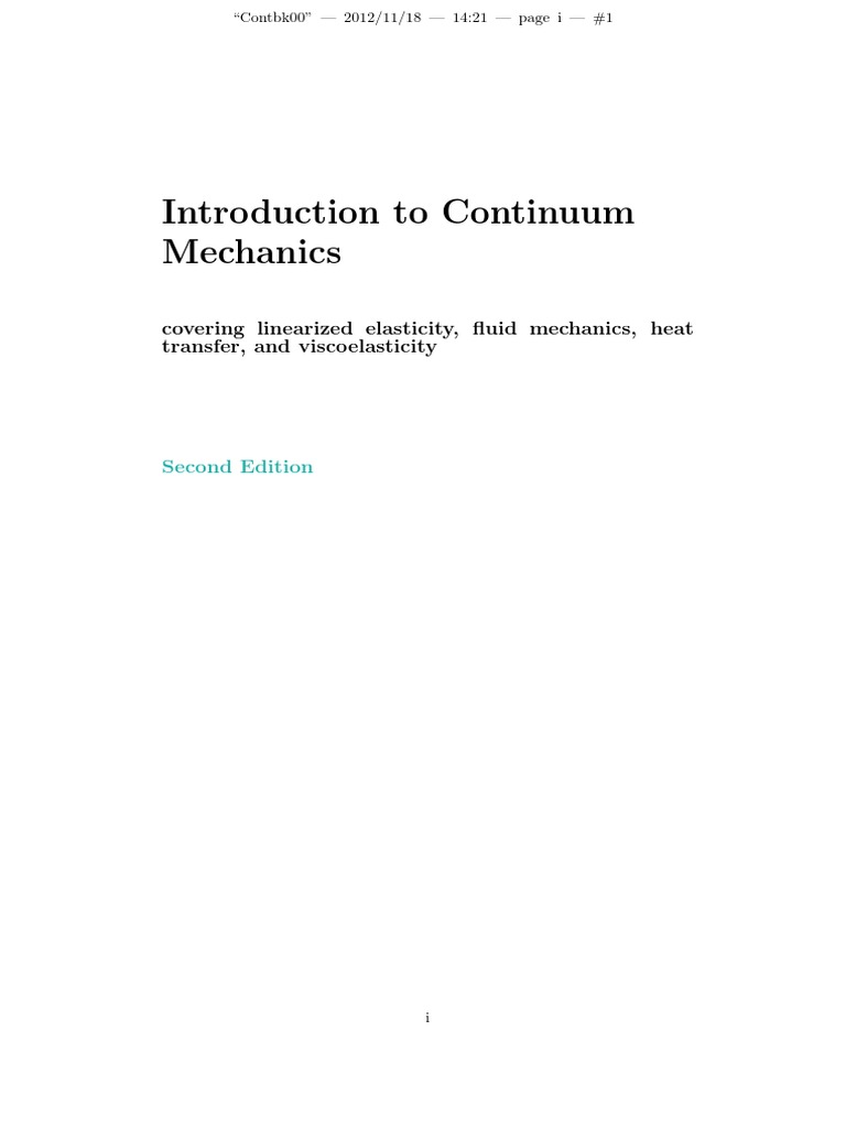 An Introduction To Continuum Mechanics With Applications | PDF | Stress (Mechanics) | Matrix ...