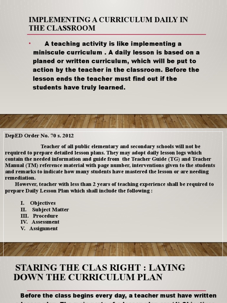 Implementing A Curriculum Daily in The Classroom | PDF | Learning ...