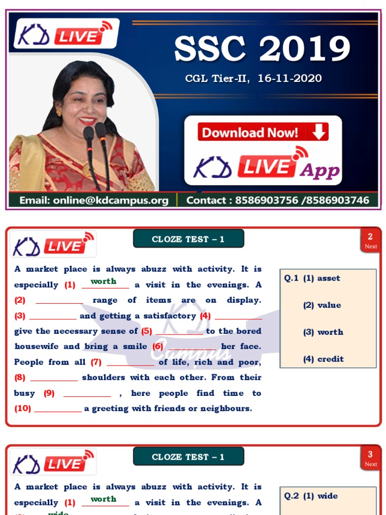 103 Cloze Test 16-11-2020 Cgle Tier II 2019 Paper II English Language ...