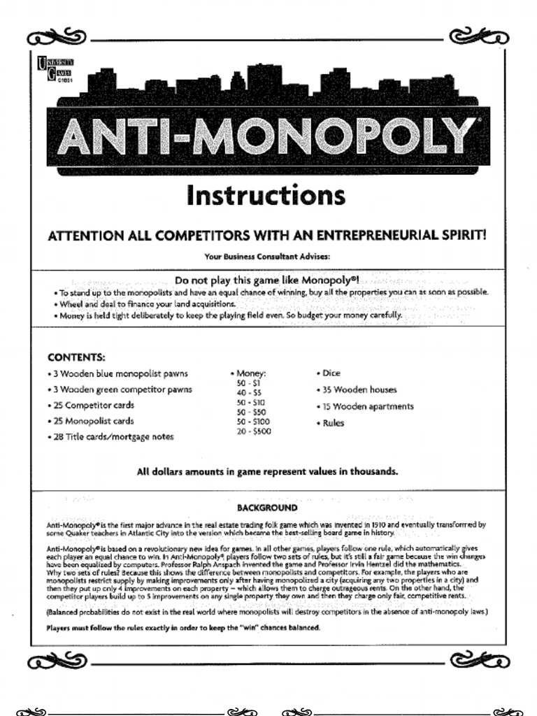 58 Anti Monopoly Rulebook | PDF