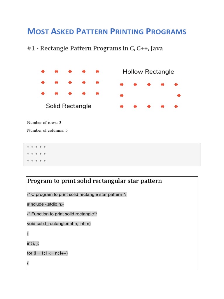 Most Asked Pattern Printing Programs | PDF | Software Engineering ... Most Asked Pattern Printing Programs | PDF | Software Engineering ...