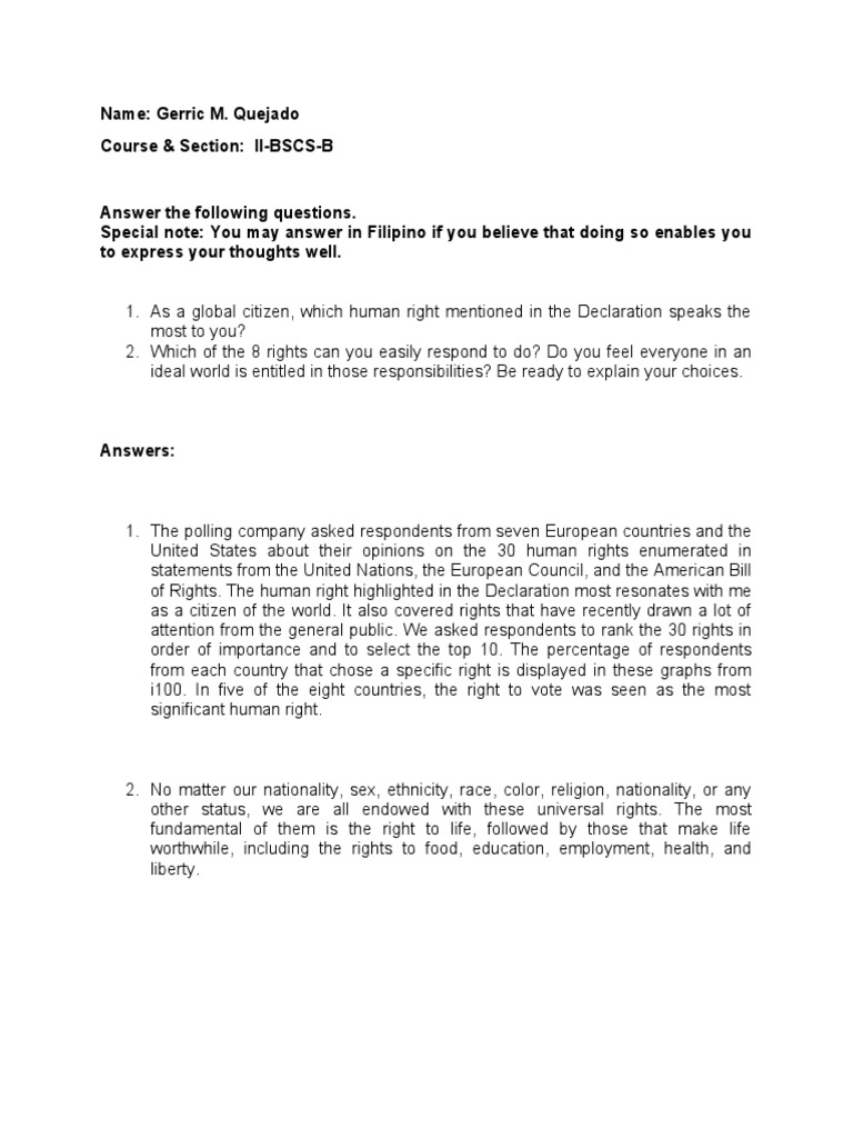Gee 4 - Activity 3 - 1 Bscs B - Gerric Quejado | PDF | Social Science