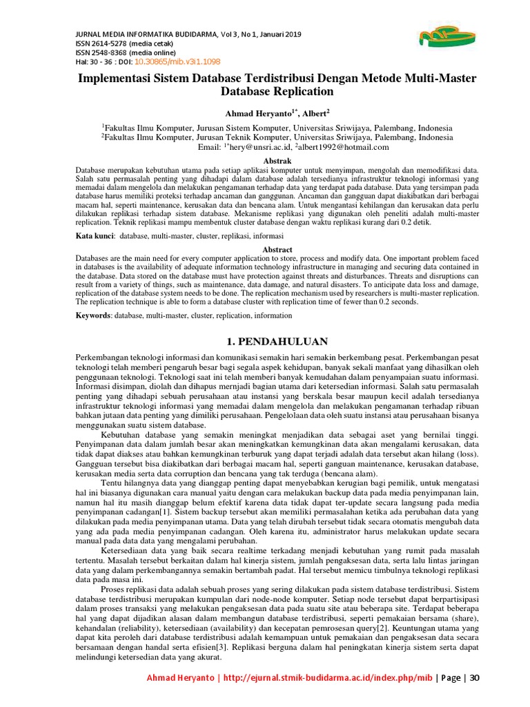 Implementasi Sistem Database Terdistribusi Dengan Metode Multi-Master Database Replication | PDF