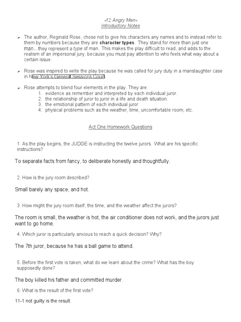 Act 1 Analysis of 12 Angry Men | PDF