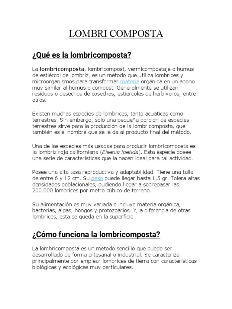Guía de Lombricomposta para Todos | PDF | Compost | Naturaleza