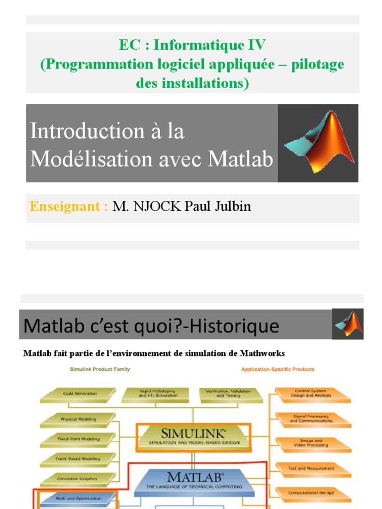 I Modélisation Avec Matlab | PDF | MATLAB | Matrice (Mathématiques)