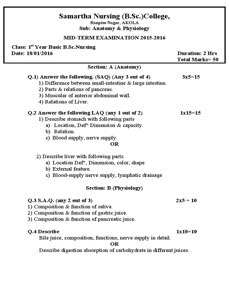 Anatomy Physiology Mid Term | PDF