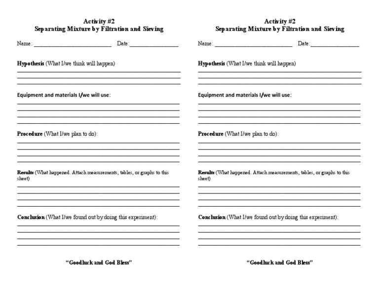 Activity 2 - Filtration and Sieving | PDF | Scientific Method
