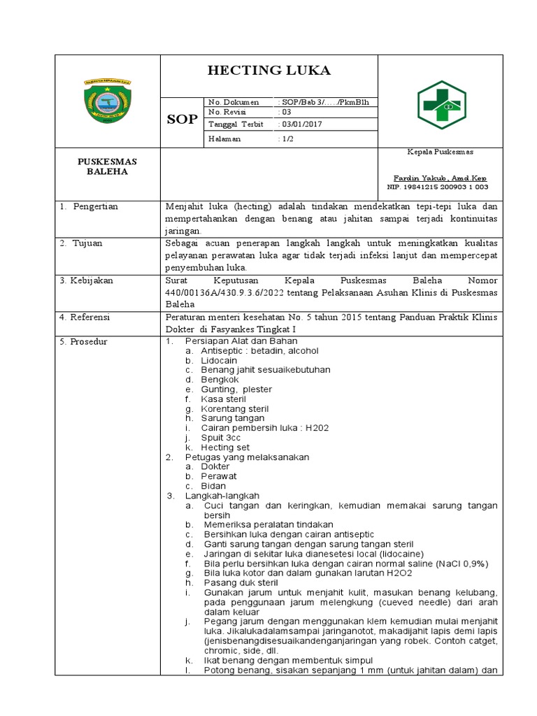 Sop Hecting Luka | PDF