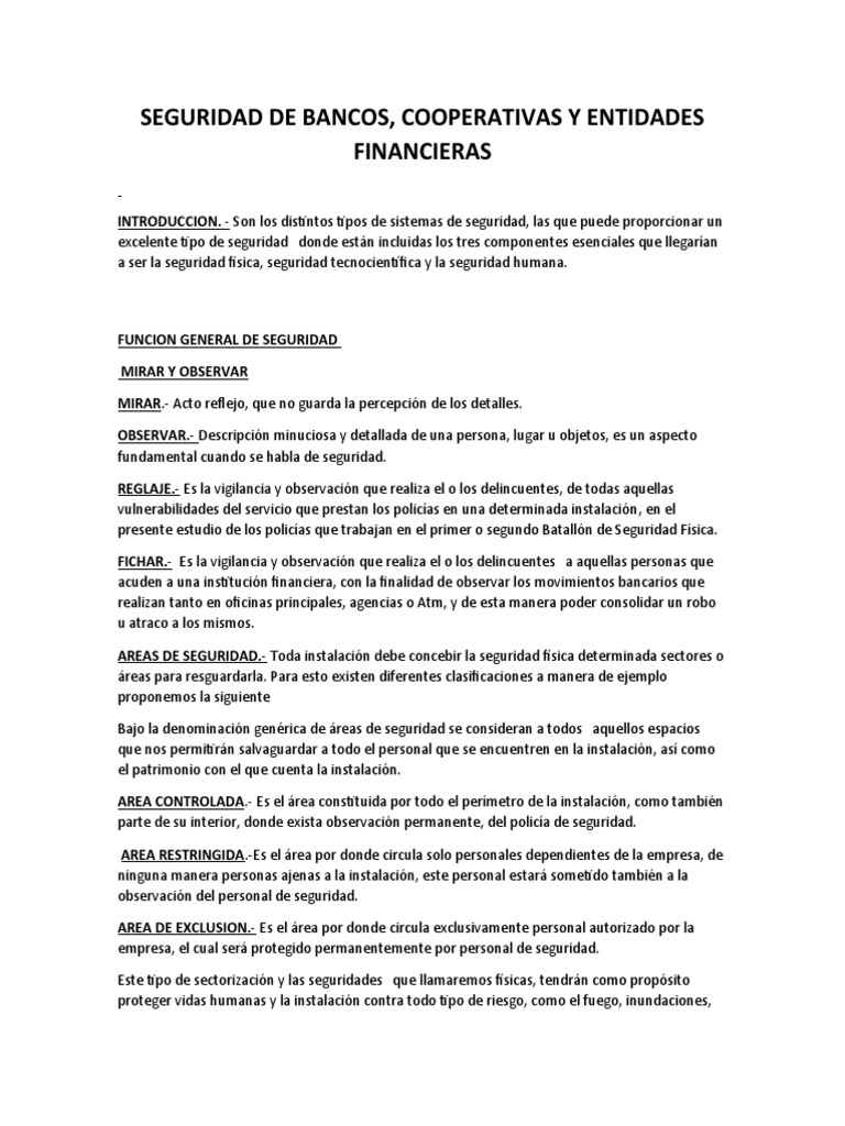 Seguridad de Bancos Trabajo Grupal | PDF | Bancos | Valores