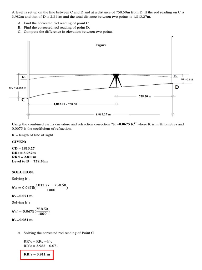 Sample Problem Leveling - Surveying | PDF
