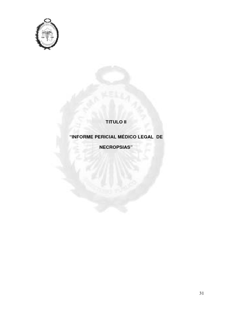 Informe Pericial Medico Legal de Necropsia | PDF