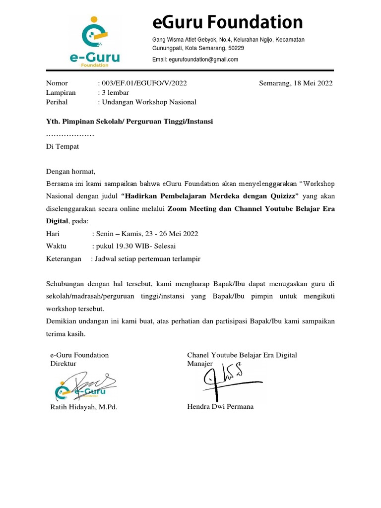 Undangan Workshop Quizizz | PDF