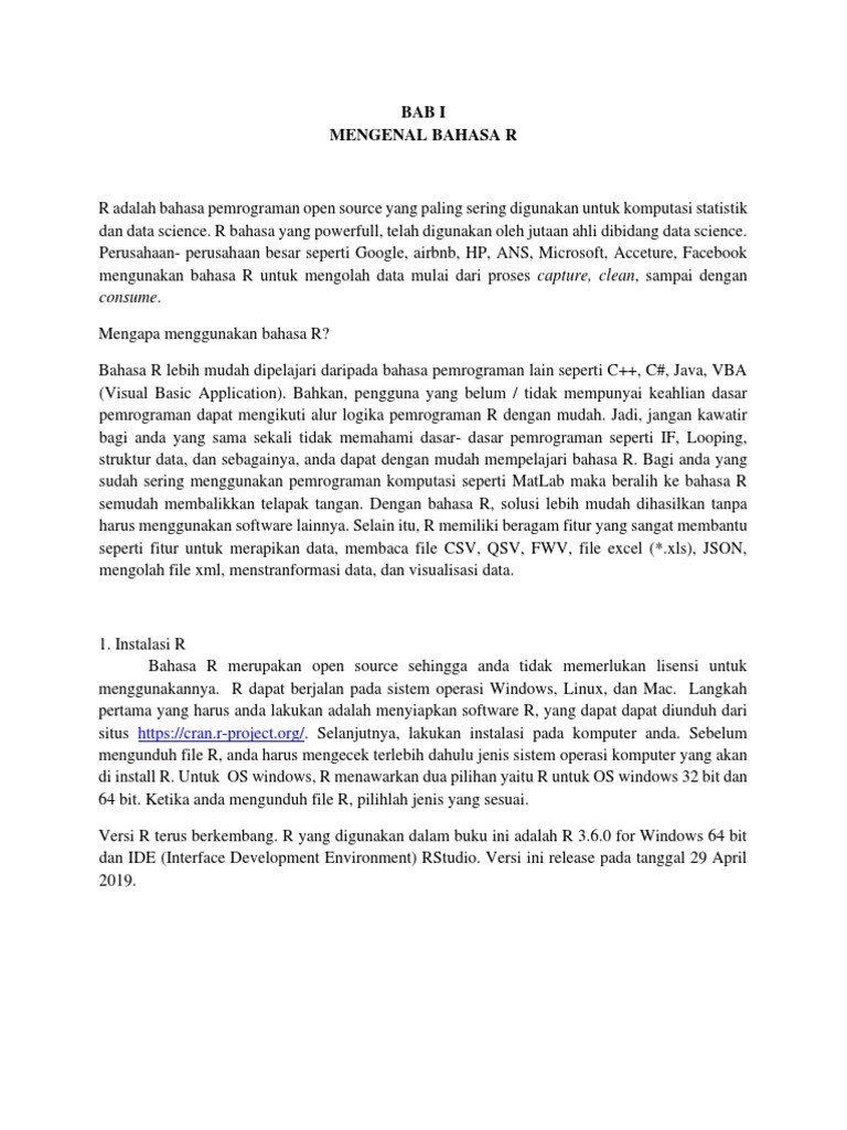 Modul 1 - Instalasi R Dan Rstudio | PDF