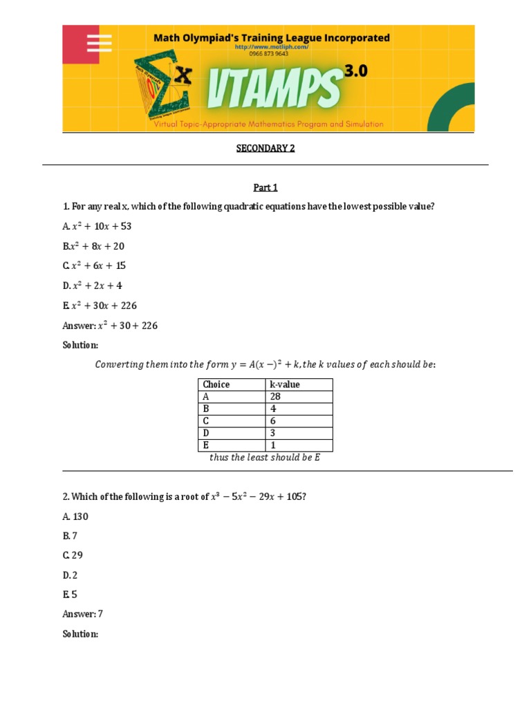Secondary 2 | PDF | Mathematical Objects | Elementary Mathematics