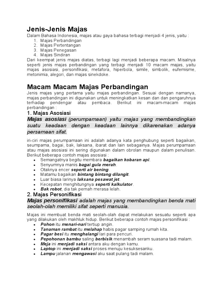 Jenis-Jenis Majas dalam Bahasa Indonesia | PDF