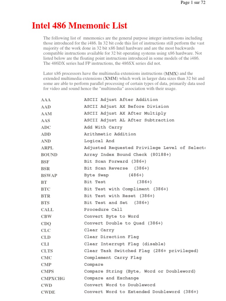 Opcode Asm Instruction Set Pointer Computer Programming