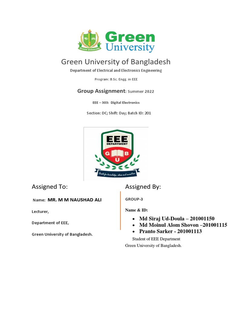 EEE 303 Assignment - Group 03 SirajShovonPranto | PDF | Computer Science | Electronics