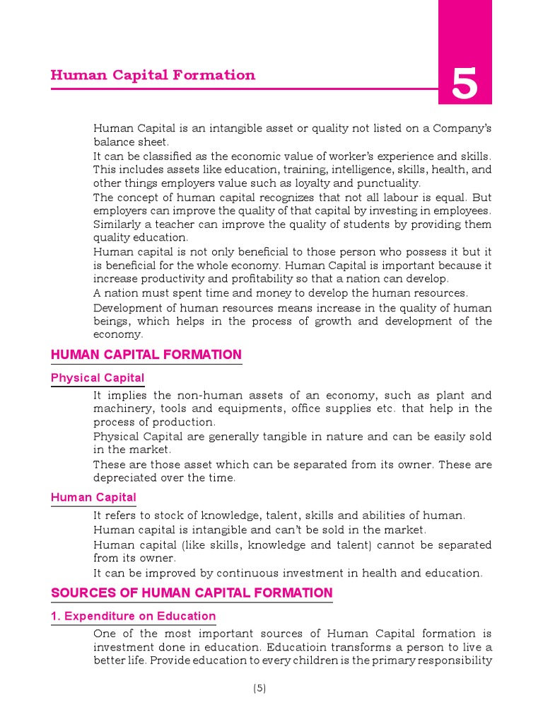 Human Capital Formation | PDF | Cost Of Living | Human Capital