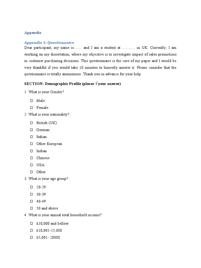 Appendix | PDF | Behavior | Customer