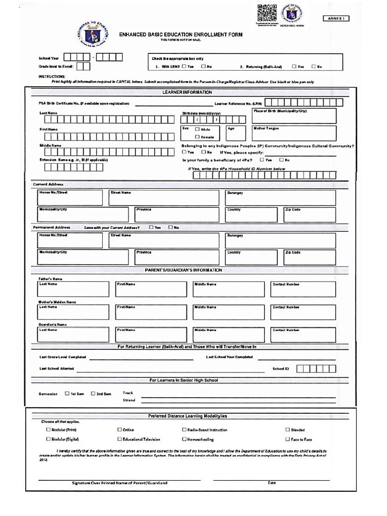 Ccs Enrollment Form For Sy 2022 2023 Pdf