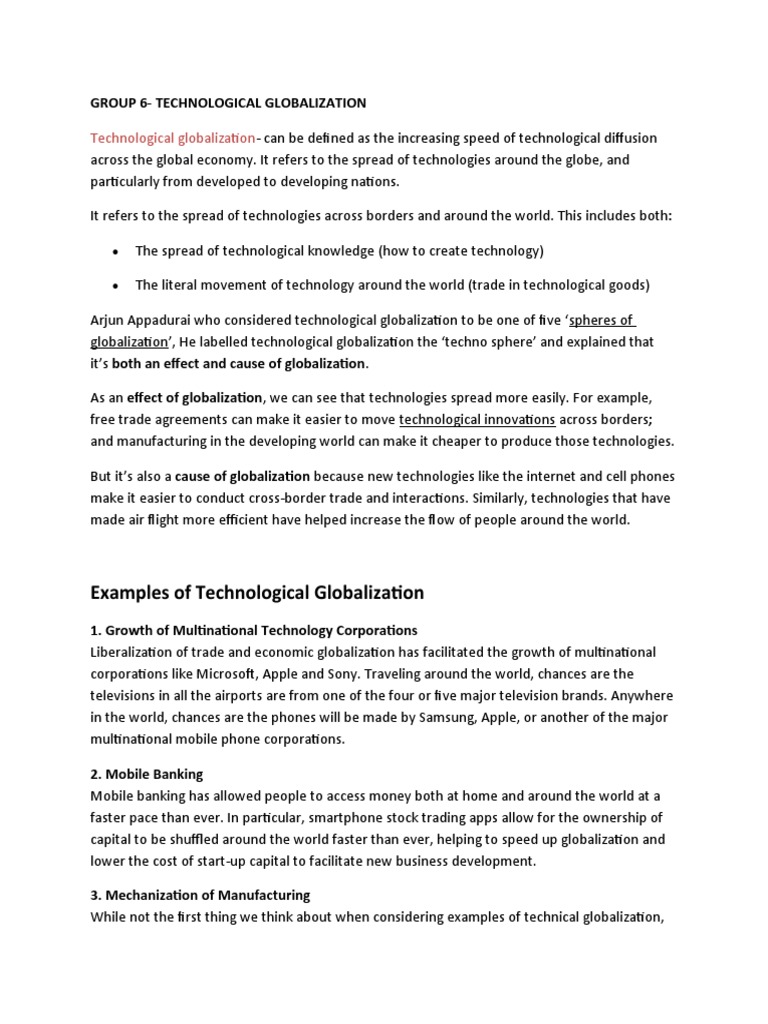 Group 6 - Technological Globalization | PDF | Globalization | Transistor