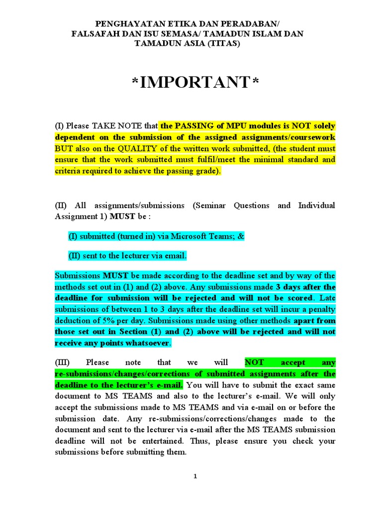 Student Submission Guidelines | PDF