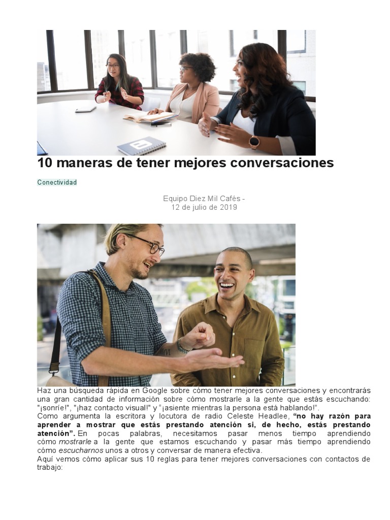 10 Maneras de Tener Mejores Conversaciones | PDF | Relaciones ...