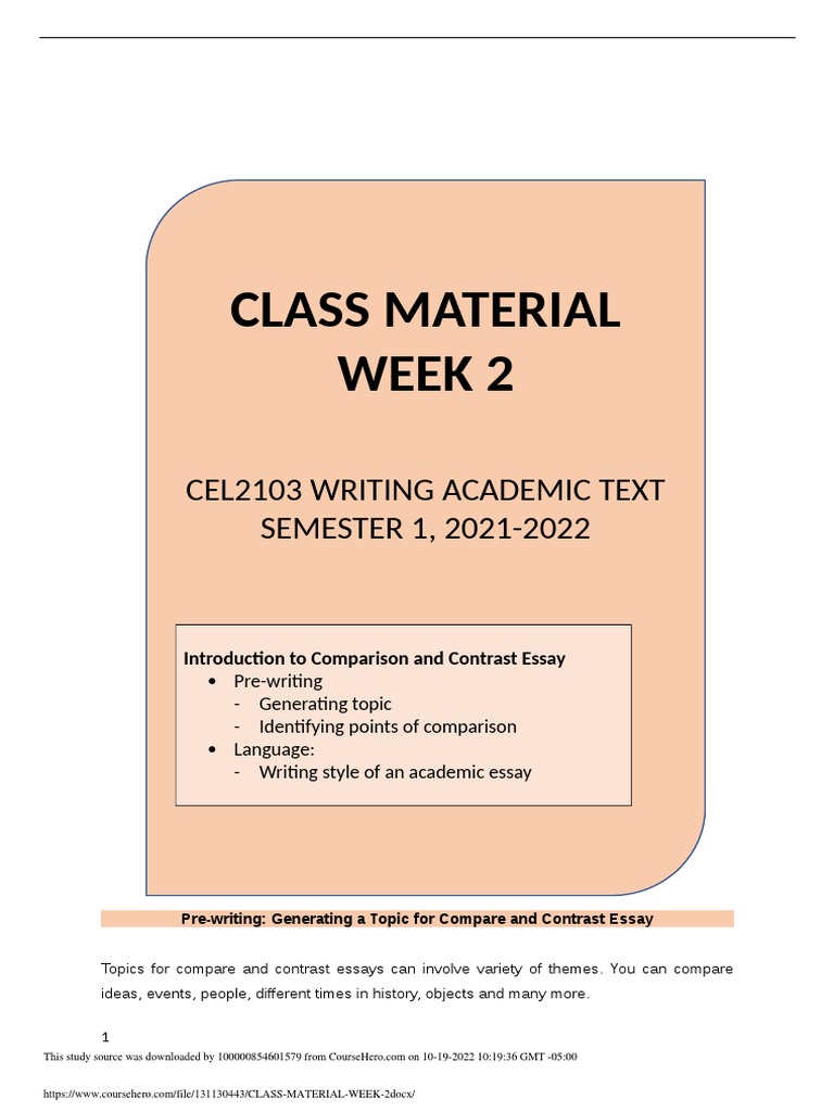 Class Material Week 2 | PDF | Essays | Verb