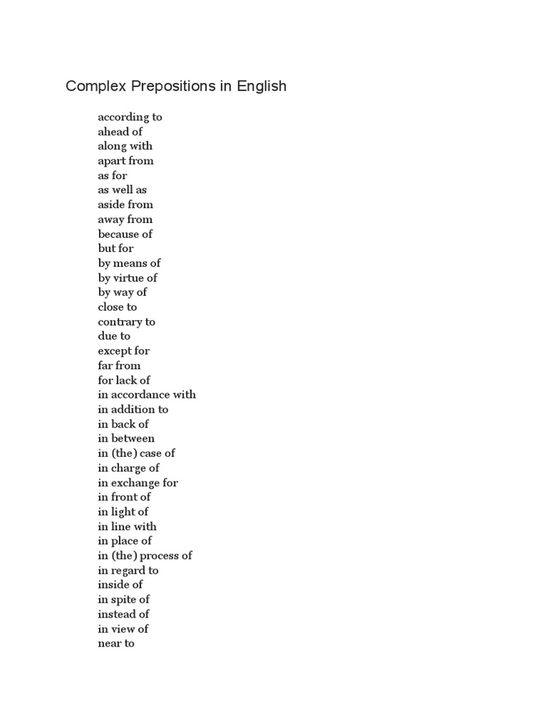 Complex Prepositions | PDF