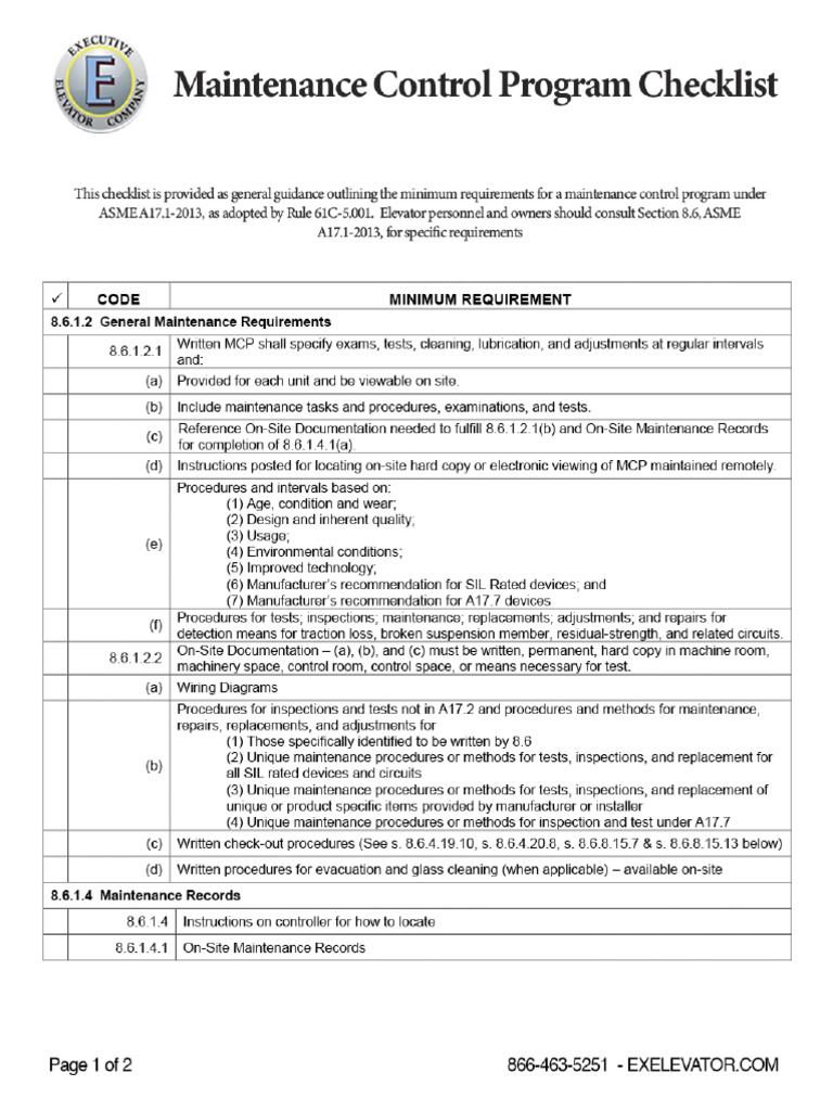 EE MCP Check List 2002 | PDF