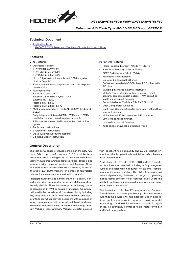 HT66F50 | PDF | Microcontroller | Analog To Digital Converter