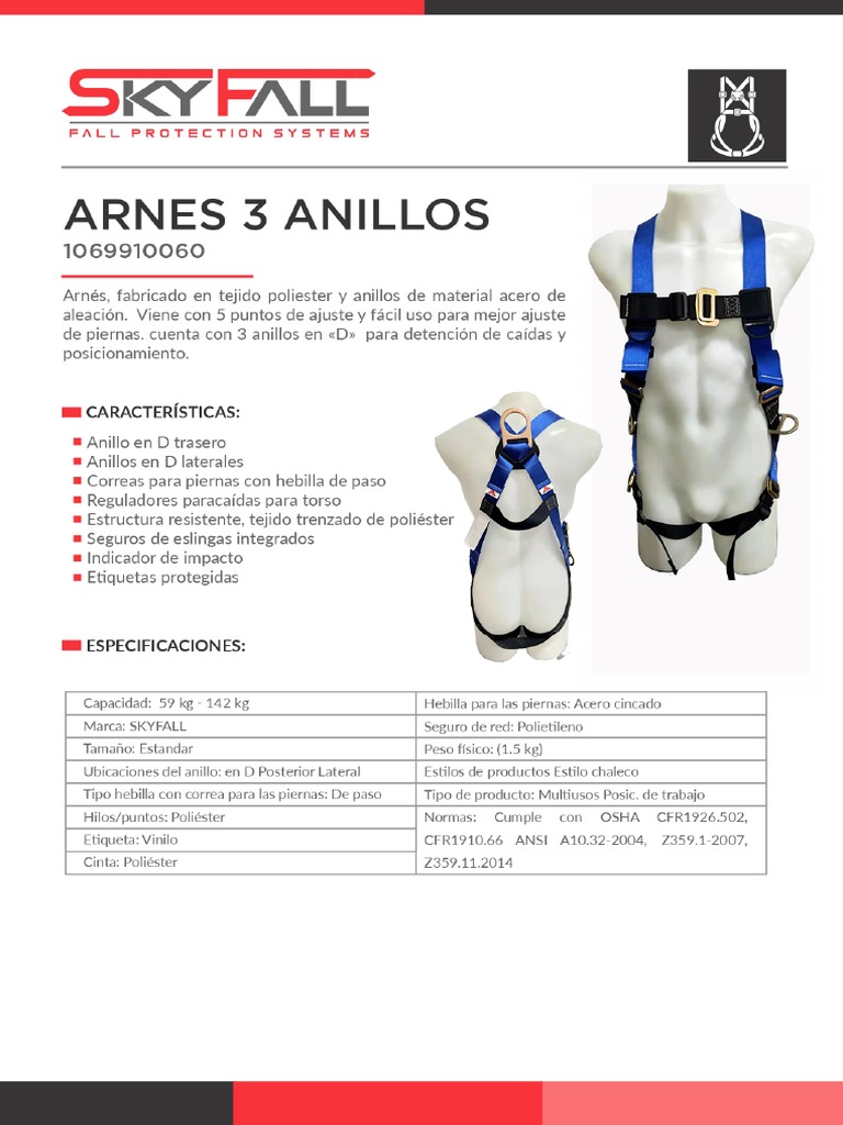 Ficha Tecnica Arnes 3 Anillos Skyfall | PDF