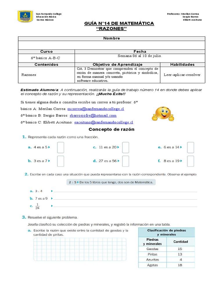 Guía de Razones para Sexto Básico | PDF | Educación primaria