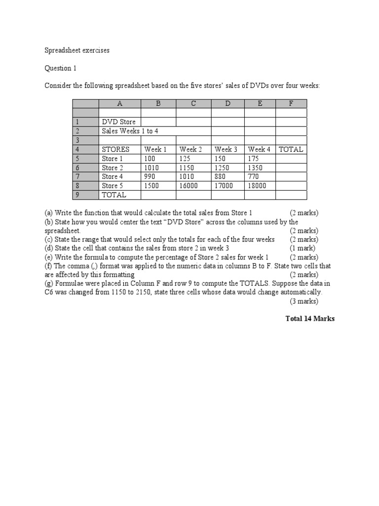 Spreadsheet Theory Exercises | PDF | Spreadsheet | Computing