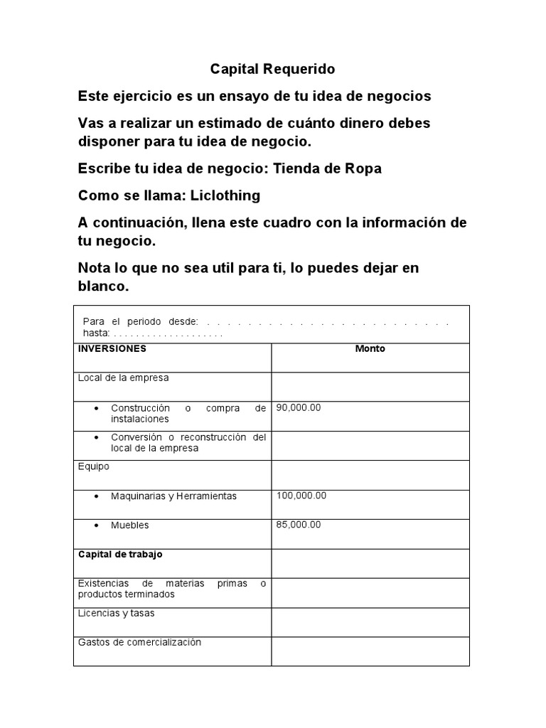 Actividad Capital Requerido Ejercicio 2 Modulo 2 | PDF