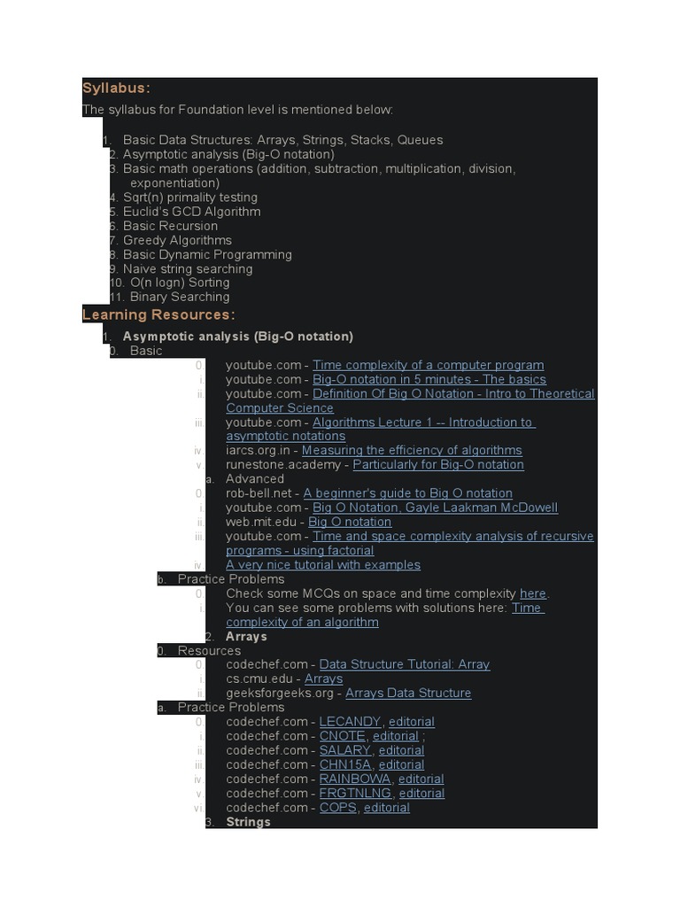 DS and ALGO Syllabus and MaterialLinks | PDF | Algorithms ... DS and ALGO Syllabus and MaterialLinks | PDF | Algorithms ...