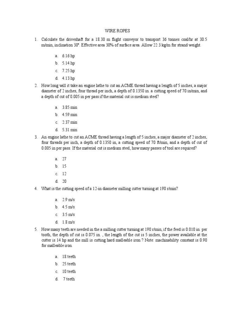 Calculating Wire Rope Stresses and Elevator Requirements | PDF ...