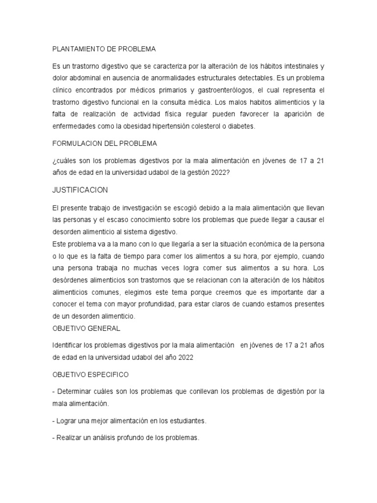 Plantamiento de Problema | PDF | Desorden alimenticio | Salud pública