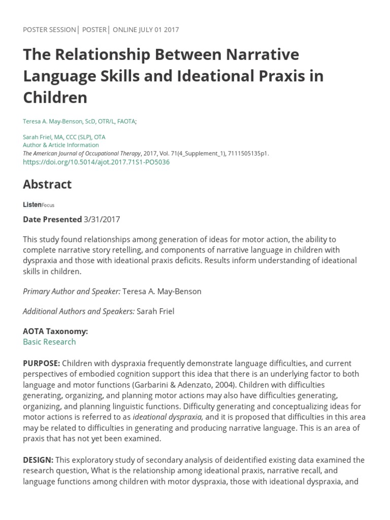 The Relationship Between Narrative Language Skills and Ideational ...